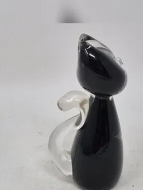 Accents | Black And Clear Art Glass Cat With Googly Style Eyes | Poshmark